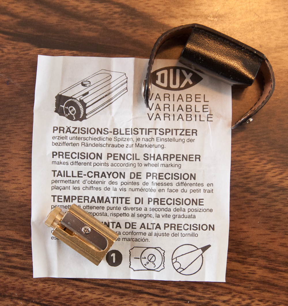 Dux Varibel Brass Sharpener with Leather Case – The Well-Appointed Desk